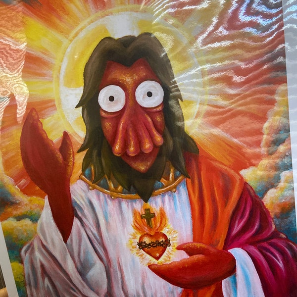 Futurama Zoidberg Jesus Portrait - Futurama Art - Art Print of Original ...