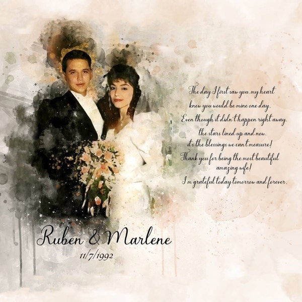 Wedding Vows Art Print for Husband Partner Boyfriend Watercolor Couple ...