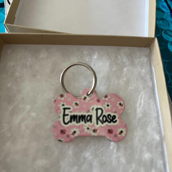 Daisy Flower Pet Tag Customizable Dog ID With Cute Daisy Theme ...