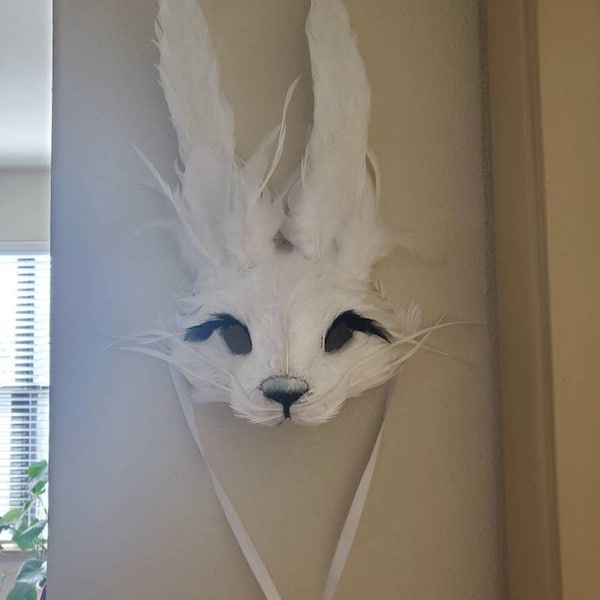 Luxury White Rabbit Mask, Unisex Animal Mask, Woodland Mask, Zootopia ...