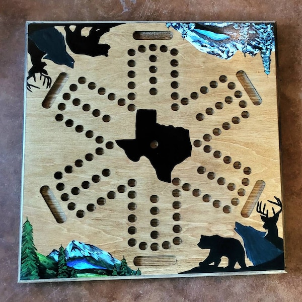 HANDMADE *** Real Wood *** WAHOO BOARD With Marbles & Dice *** 6 Player ...