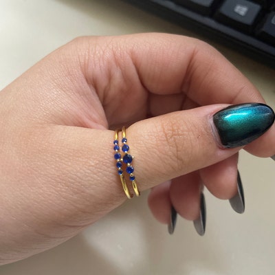 Sapphire Stacking Ring Set by Caitlyn Minimalist Set of 3 Dainty Blue Gemstone Rings Sapphire ...