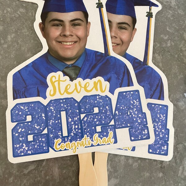 Custom Grad Fans, Graduation Fans, Head on a Stick, Custom Face Fans ...