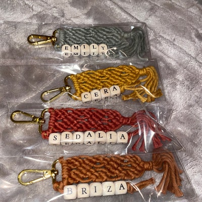 Personalized Keychain Macrame Name Keychain Bridesmaids Gift - Etsy