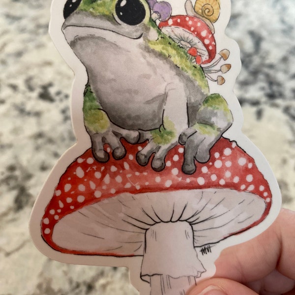 Mushroom Frog Sticker - Etsy