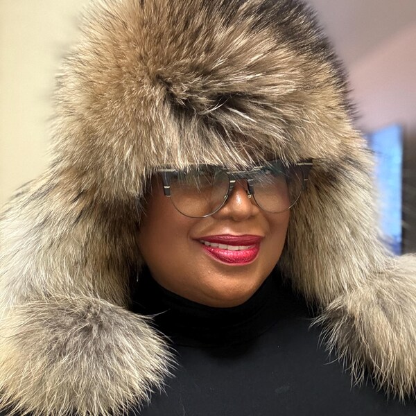 Oversized Raccoon Trapper Hat Women, Fluffy Aviator Hat, Fur Bomber Hat ...