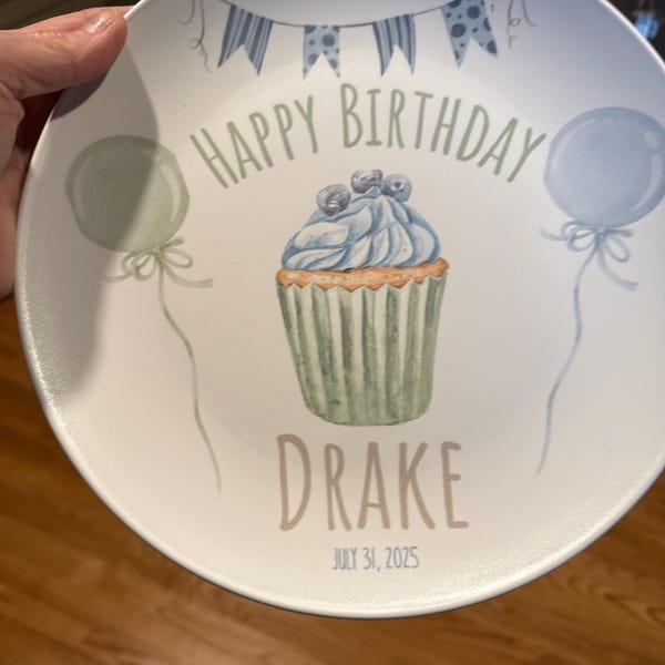 Custom Name Plate, Birthday Plate for Girl, Happy Birthday Cake Plate ...