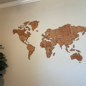 Wood Map Wooden World Map with Background Large Wall Art World | Etsy