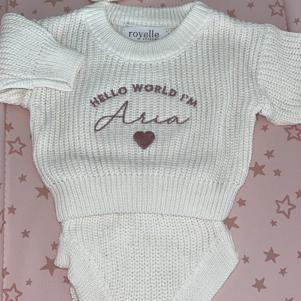 Personalised Hello World Baby Outfit Embroidered Newborn Baby Gifts ...