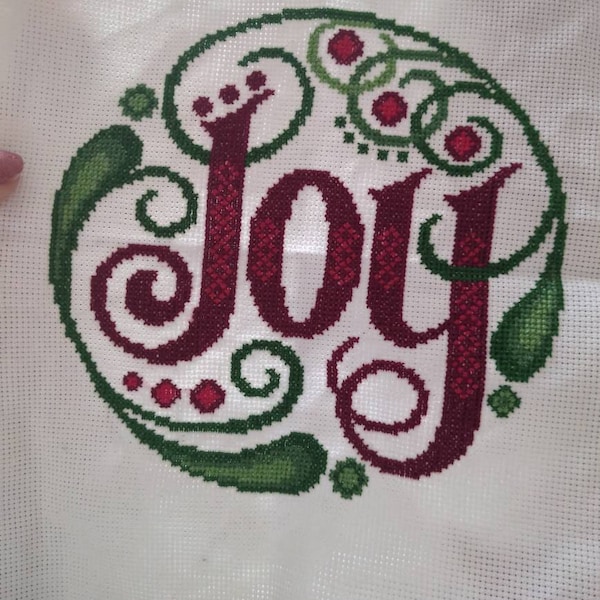 Christmas Joy Cross Stitch Pattern: Holiday Wreath Embroidery (PDF ...