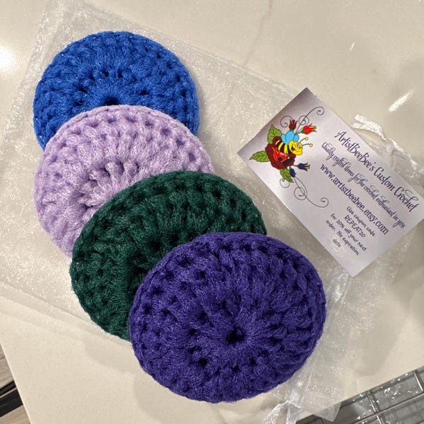 DIY Dish Scrubbers - Set of 4 Through 20 - Grey Precut Nylon Netting ...