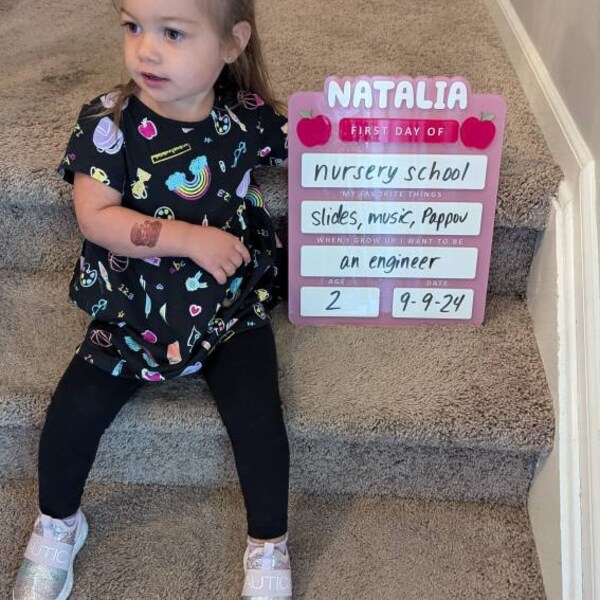 Personalized First Day of School Sign, Dry Erase First Day of School ...