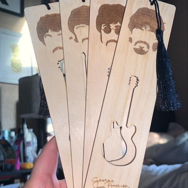 The Beatles Bookmark Set: Engraved Birch Wood, Personalized Tassel - Etsy