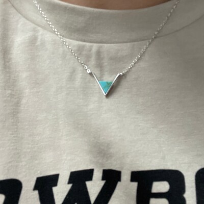Turquoise Pendant Necklace Turquoise Triangle Necklace Gold or Silver ...