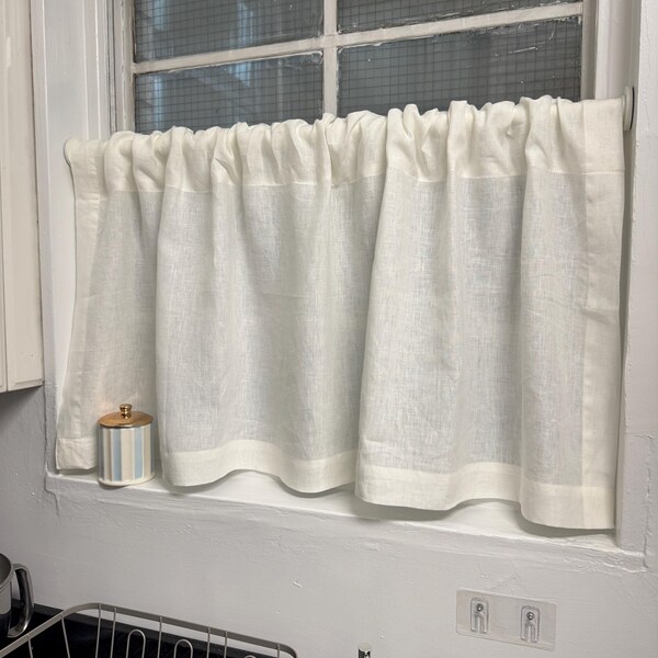Handmade Linen Cafe Curtains in Custom Sizes, Custom Cafe Curtain Made ...