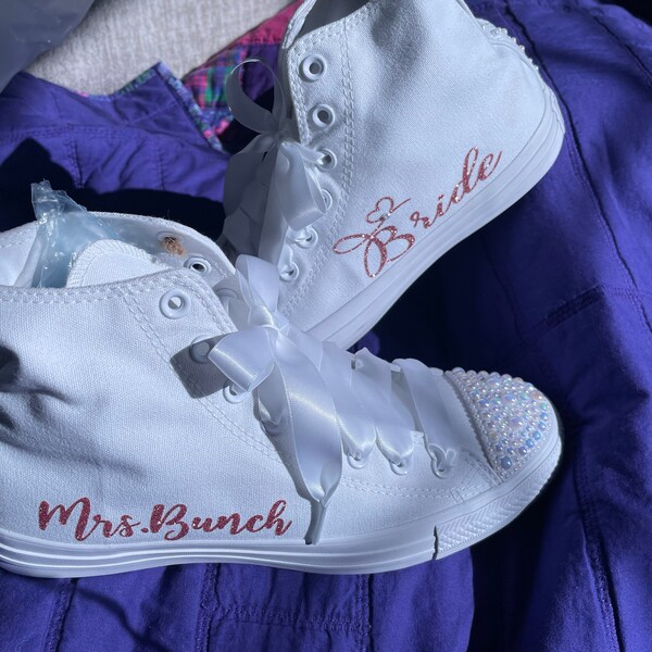 Bride Converse Shoes/converse Shoes/custom Wedding Shoes/ Wedding Gifts ...