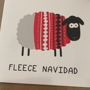 Fleece Navidad Christmas Card: Sheep in Sweater, Funny Holiday Greeting ...