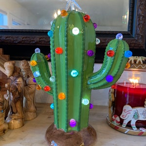 Light up Cactus USA Ceramic Cactus Christmas Tree Decoration - Etsy