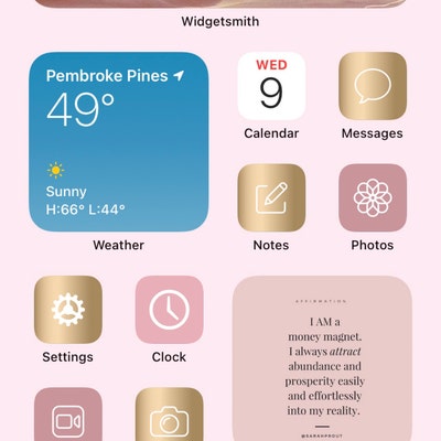 Pink and Gold 182 Aesthetic Custom Themed App Icons Pack iPhone Ios 14 ...