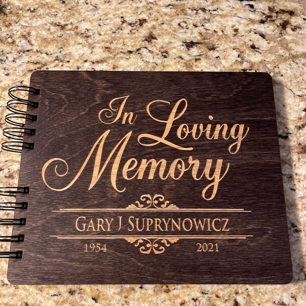 In Loving Memory Funeral Guest Book 8.5x7 Wood Custom Personalized ...