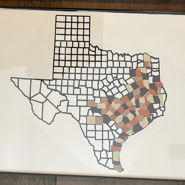 Texas County Map Adventure Tracker - Mini and Large Decal Maps - Etsy