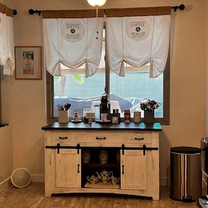 Black Ruffle Monogramed Farmhouse Valance Natural Burlap Tie - Etsy