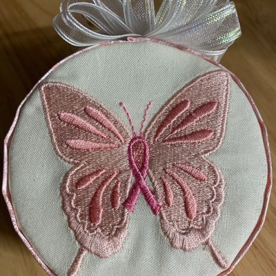 Breast Cancer Ribbon Butterfly Machine Embroidery (Download Now) - Etsy
