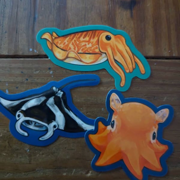 Sea Creature Stickers / Vinyl Sticker / Laptop Sticker / Ocean Life ...