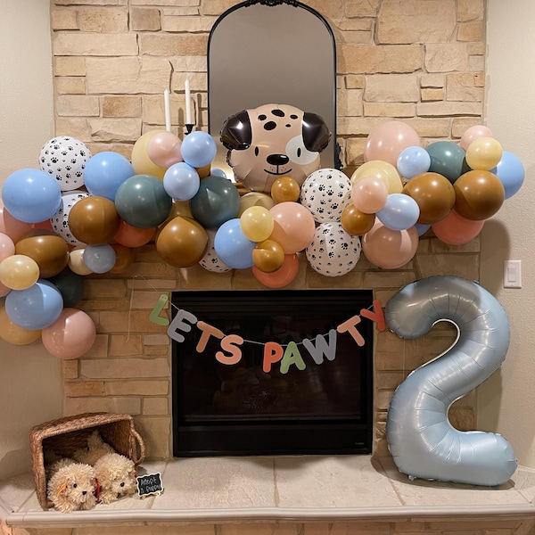 Paw Pawty Balloon Garland | Puppy Balloon Arch | Puppy 1st Birthday ...