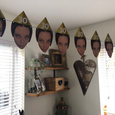 Custom Photo Face Bunting Banner Cutout 30th Birthday Party Decorations ...
