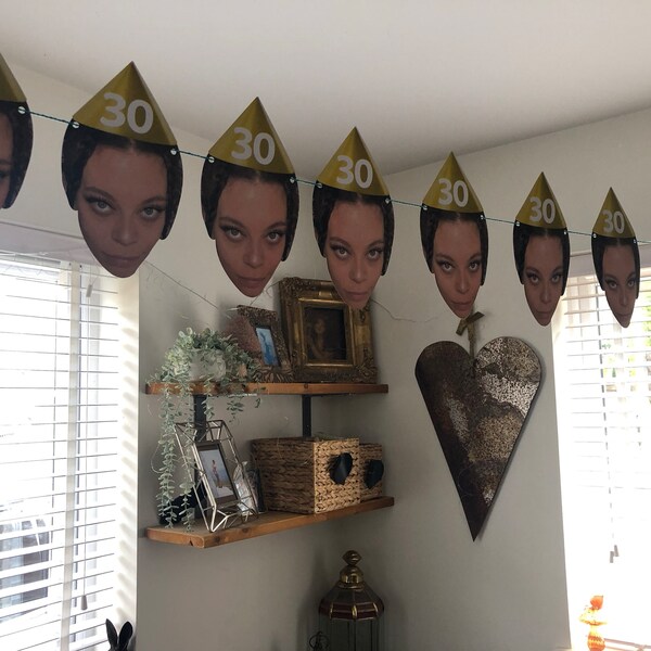 Custom Photo Face Bunting Banner Cutout 30th Birthday Party Decorations ...