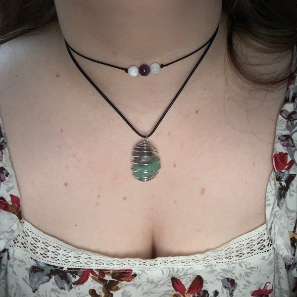Healing Crystal Chokers, Choose Your Stones, Gemstone 3 Bead Chokers, Birthstones Necklace ...