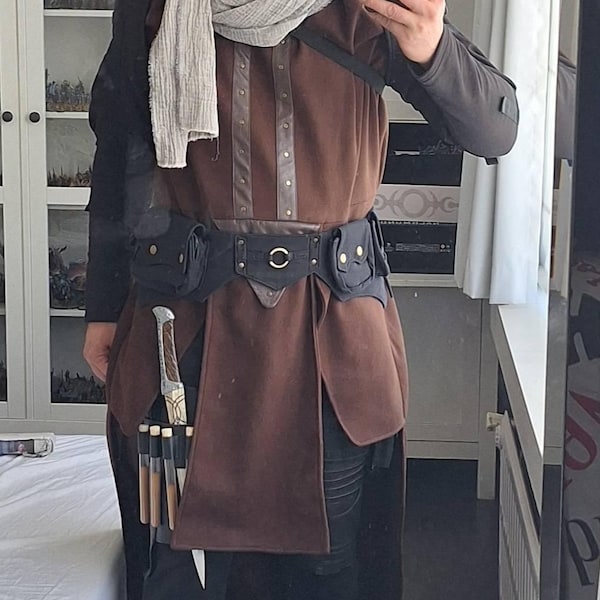 Brown Medieval Warrior Coat | Men's Genuine Leather Laced Tunic ...