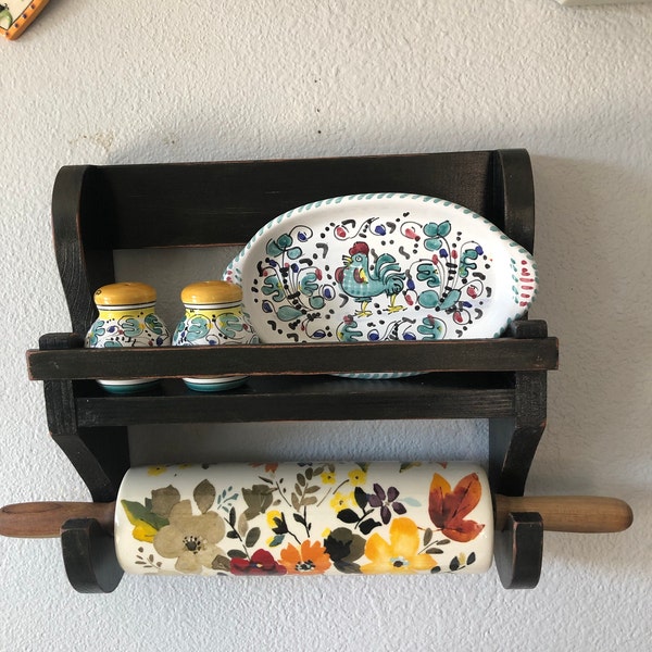 Farmhouse Primitive Rolling Pin Spice Rack / Choose Size and Color ...