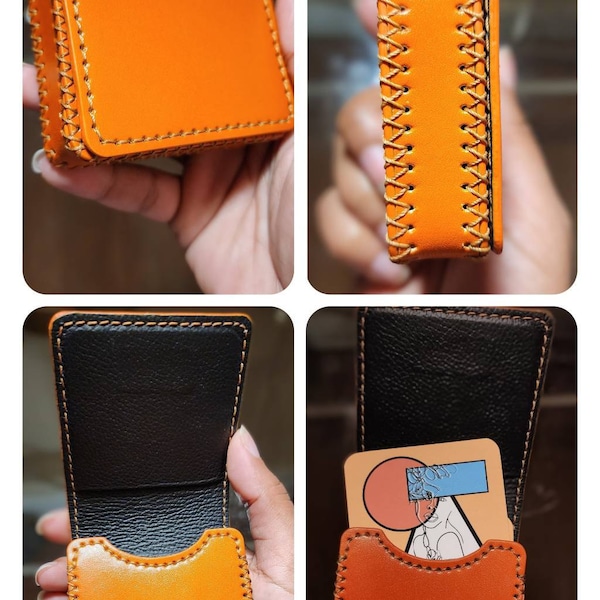 Personalized Leather Square Business Card Holder 2.5x2.5 in Custom ...