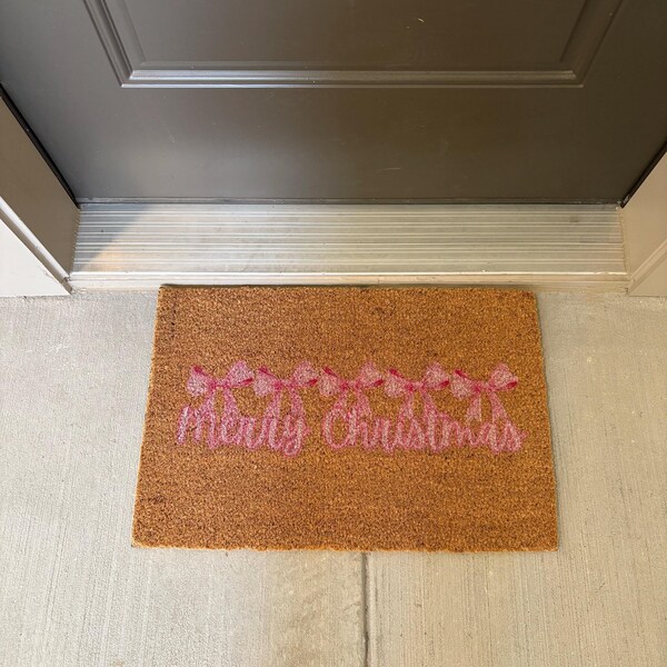Light Pink Bow Door Mat Coquette Trendy Pink Decor - Etsy