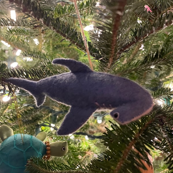 Chief Hammerhead Shark, Hand Felted Ocean Animal Ornament, Handmade ...