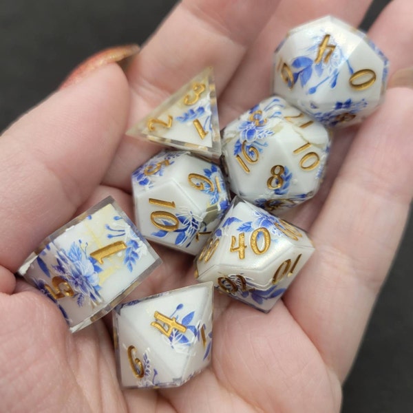 Regal Porcelain Dice | Teacup Dice | Floral Dice | Artisan Resin Dice ...