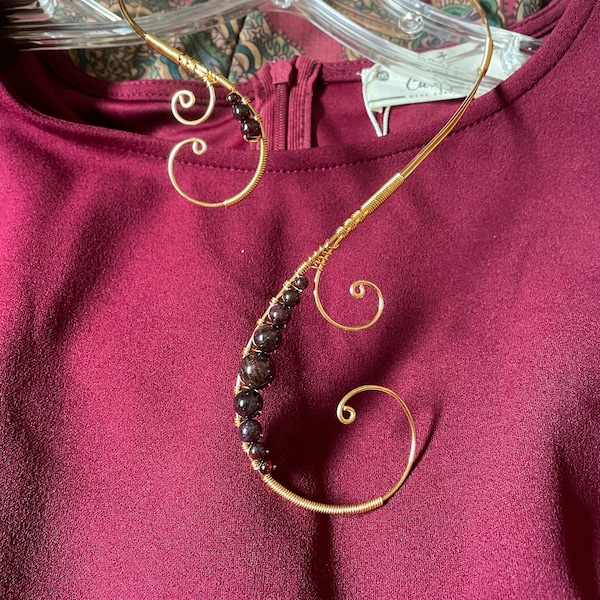 Garnet Arm Cuff: Gold Wire Spiral Bangle Bracelet - Etsy