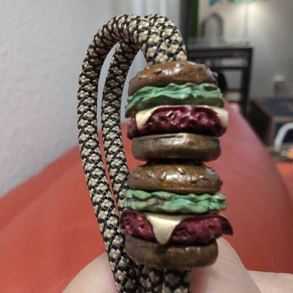 Paracord Bead "cheeseburger Hamburger" Knife Bead-lanyard Bead-edc Bead ...