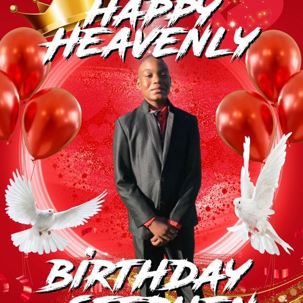 Red Happy Heavenly Birthday Balloons in Loving Memory Angel Wings ...