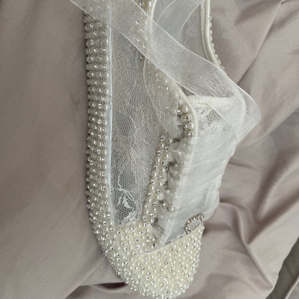 Wedding Shoes for Bride White Color Diamond and Pearl Plated Original ...