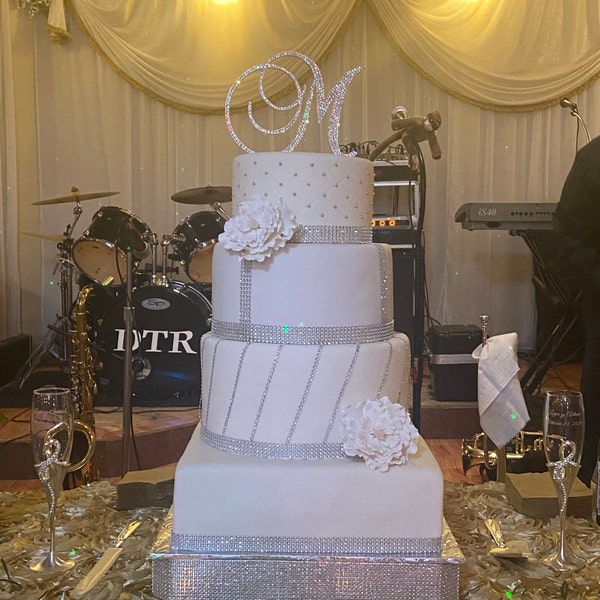Gorgeous Swarovski Crystal Wedding Cake Toppers 6'' in Any Letter ...