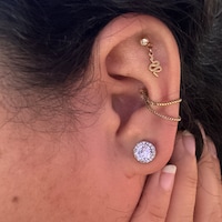 16g Conch Chain Earring, Conch Hoop Earring, Helix Earring, Ear ...