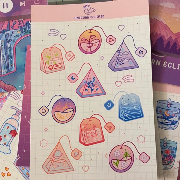 Tea Bags Aesthetic Cute Sticker Sheet | Planner Stickers, Decorative ...