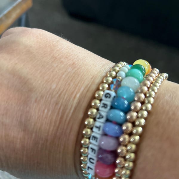 Rainbow Ombre Jade Gemstone Hand Knotted Bead Necklace, 14K Gold Filled ...