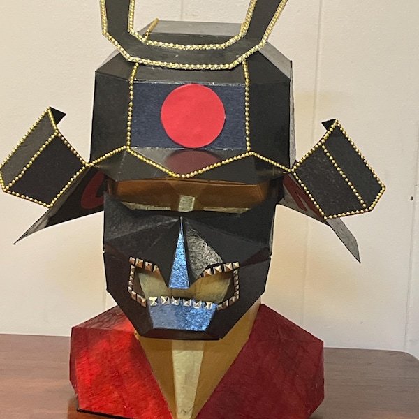 Samurai Helmet With Menpo Mask Template - DIY Cardboard Craft Pattern ...