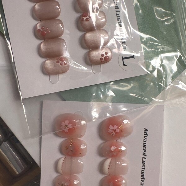 Retro European Nail/long Almond Nails/handmade Press on Nails/red and ...