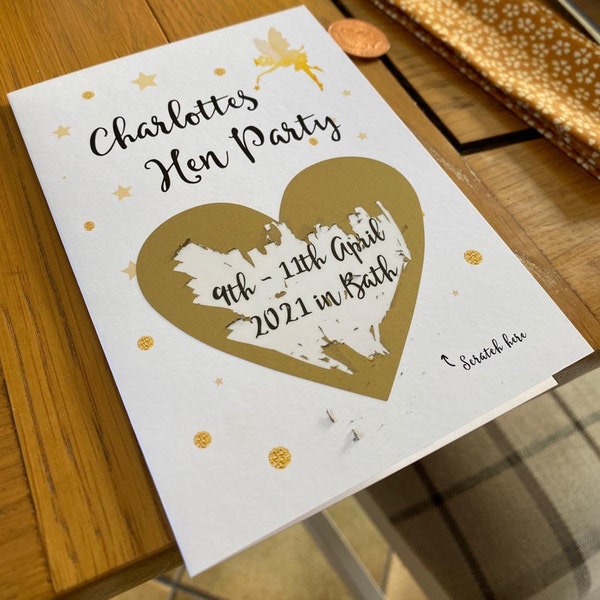 Hen Do Surprise Card Scratch, Hen Night Card, Card for Bride to Be, Hen ...