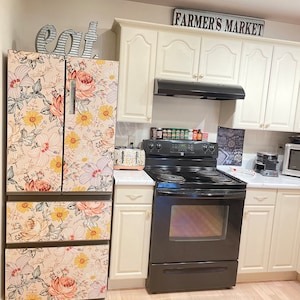 Fridge Wrap Vintage Dark Floral Retro Refrigerator Wrap Vinyl - Etsy UK